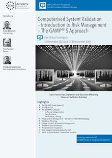 Computerised System Validation: The GAMP 5 Approach - Live Online - GMP Navigator